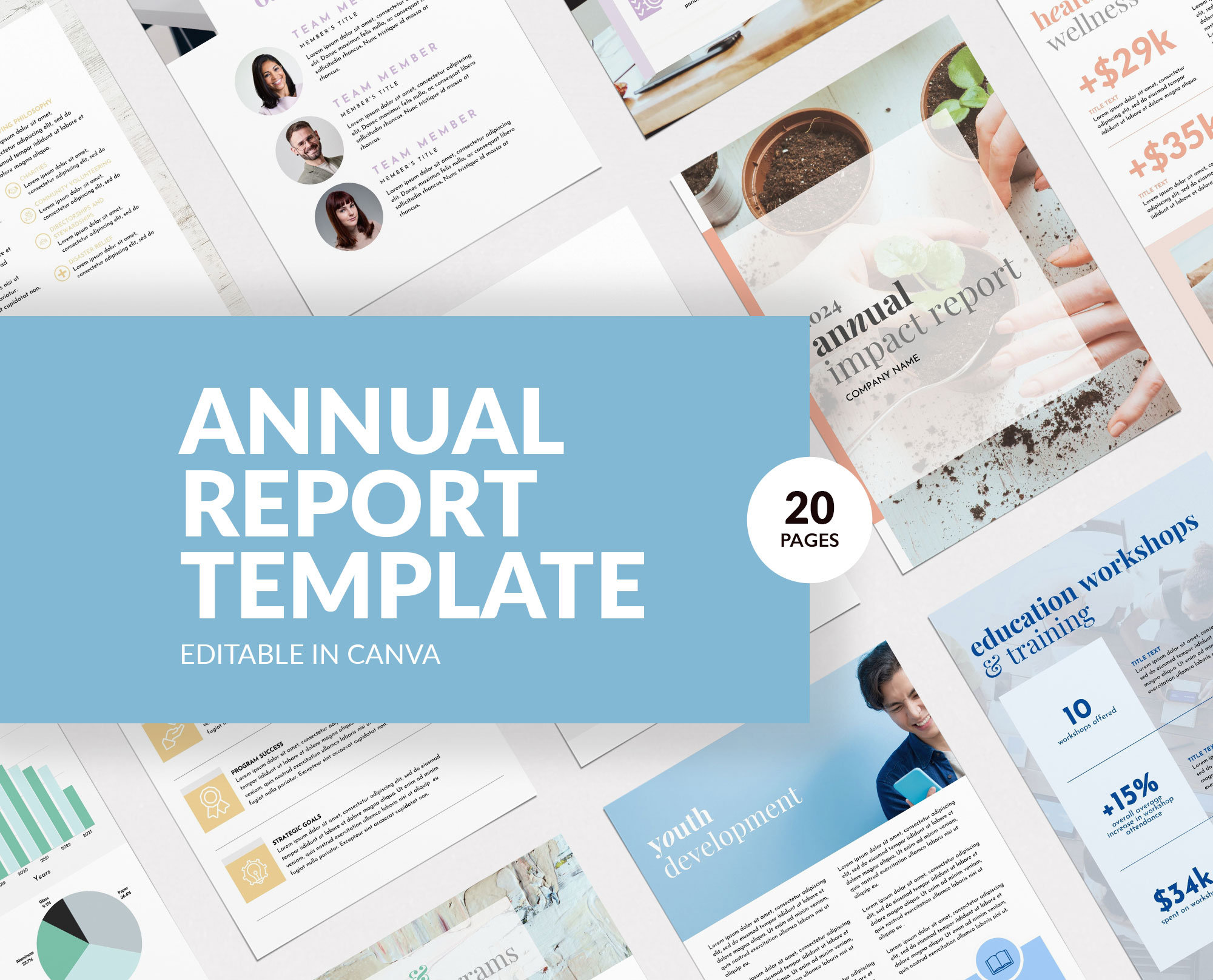 Business Annual Report Canva Template | Charity Template | Year End ...
