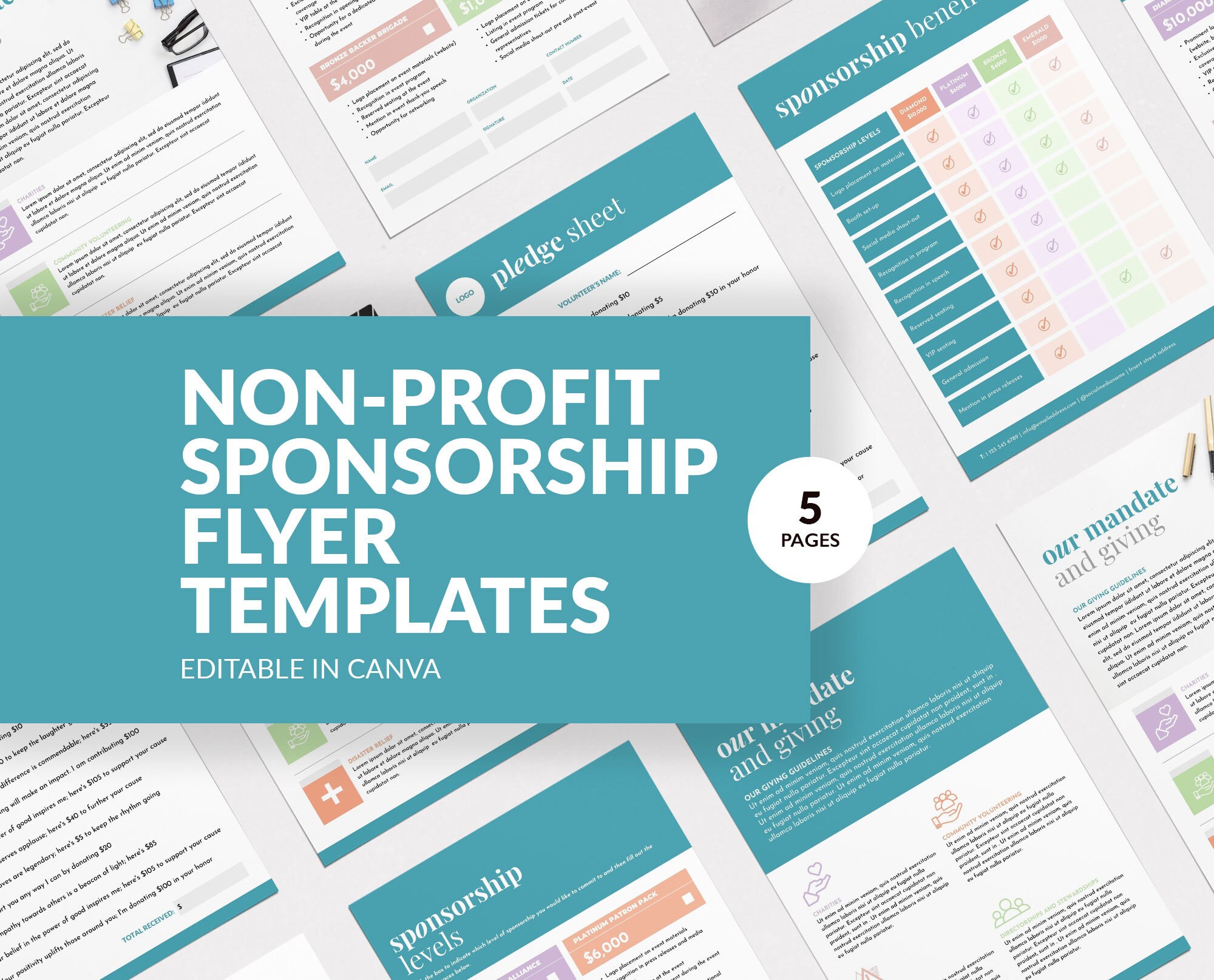 Event Sponsorship Flyer Templates: Non-profit Fundraising (canva, 8 ...