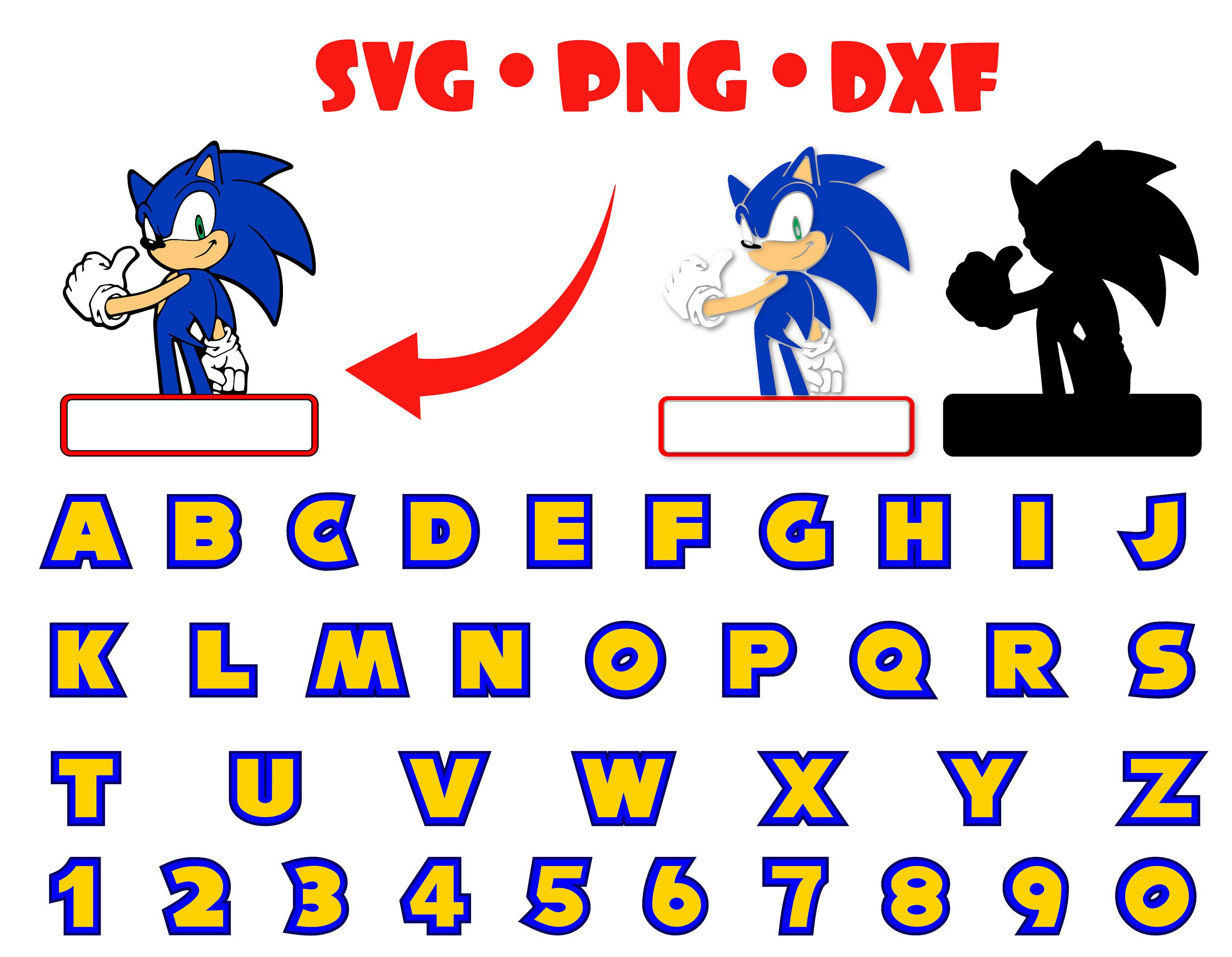 Sonic SVG Letters Personalized Shirt PNG Sonic Letters Svg - Etsy