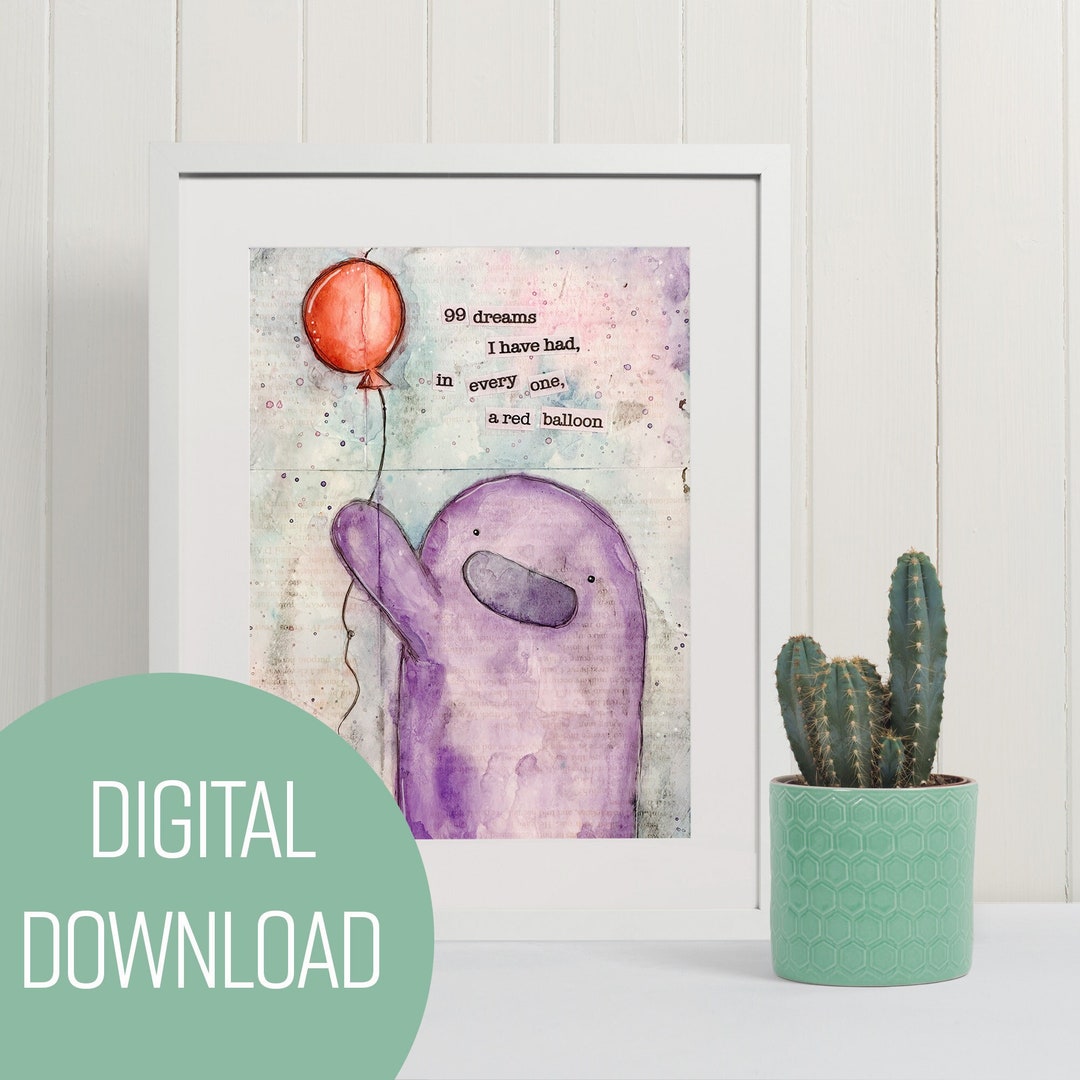 Digital Balloon Nugget Art Print Instant Download Wall Decor for Office ...