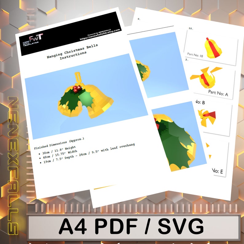 Diy Christmas Bells Paper Bells SVG 3d Papercraft Cut File Wall Art Low ...