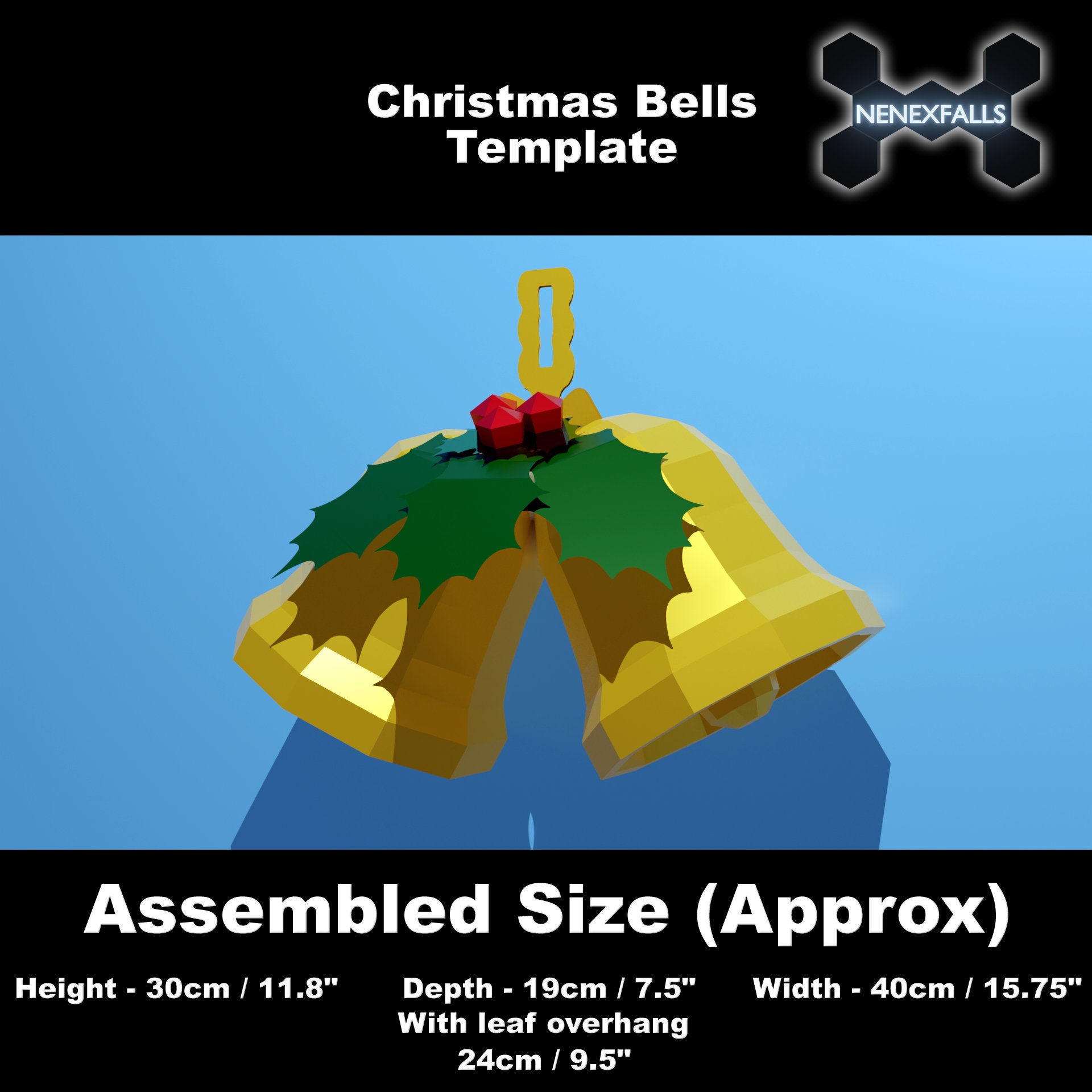 Diy Christmas Bells Paper Bells SVG 3d Papercraft Cut File Wall Art Low ...