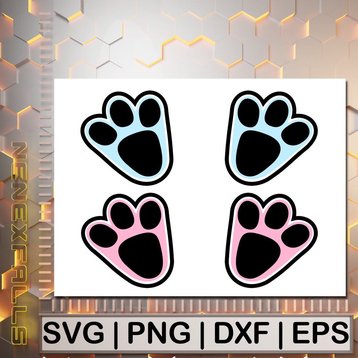 Bunny Feet Stencil Bunny Feet Svg Blue Bunny Footprint Pink | Etsy