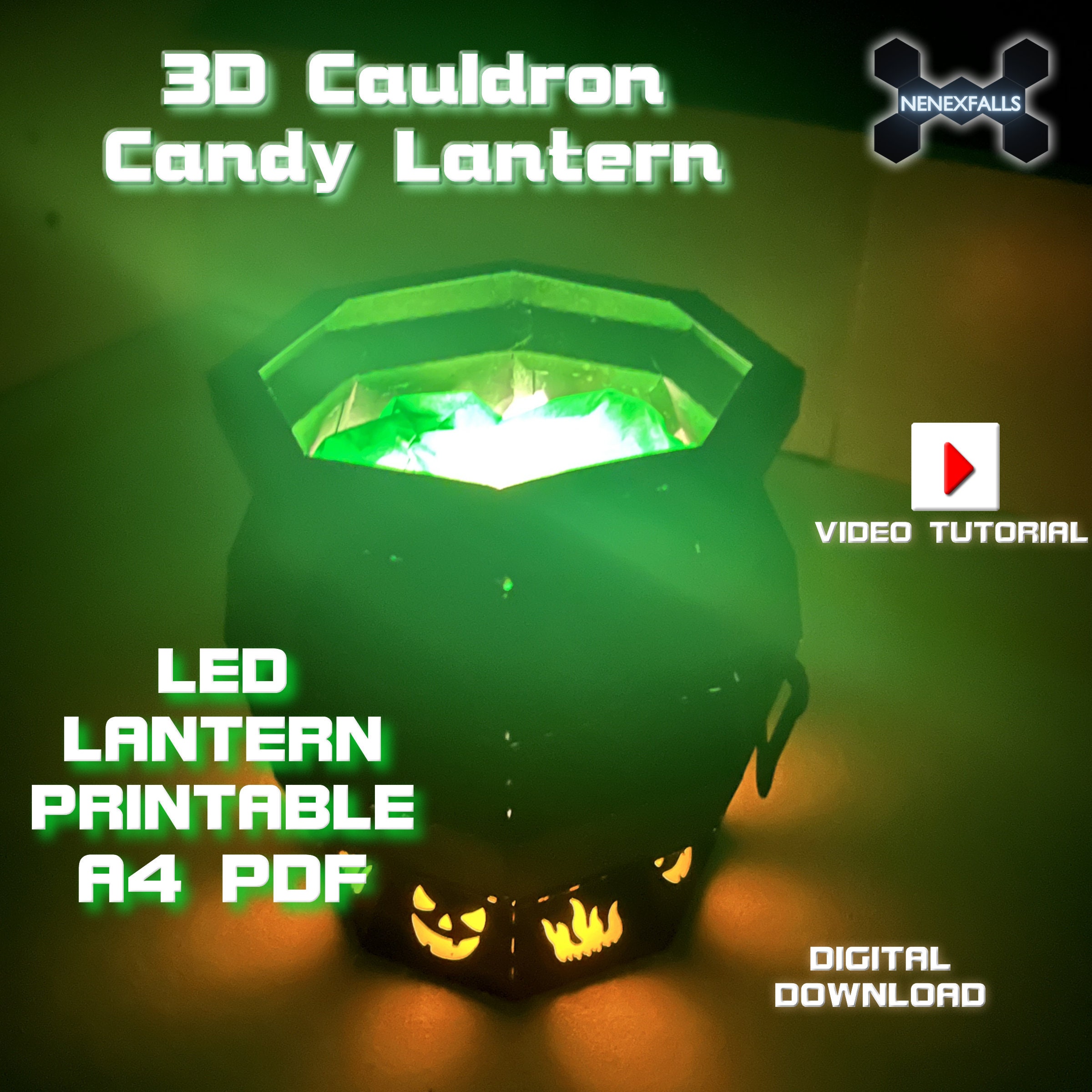 Witch's Cauldron SVG, Papercraft Halloween Cauldron Template, Low Poly ...