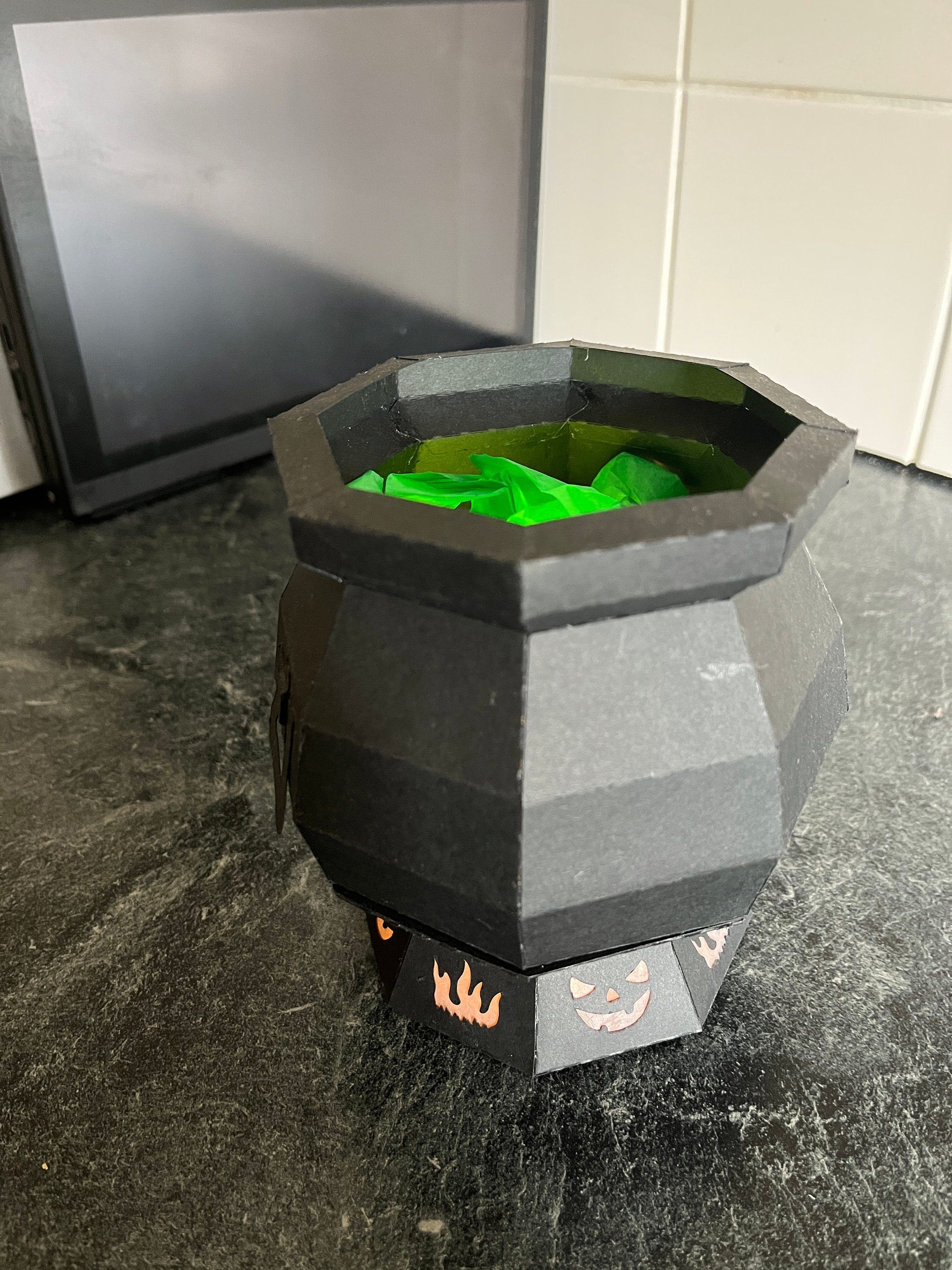 Witch's Cauldron SVG, Papercraft Halloween Cauldron Template, Low Poly ...