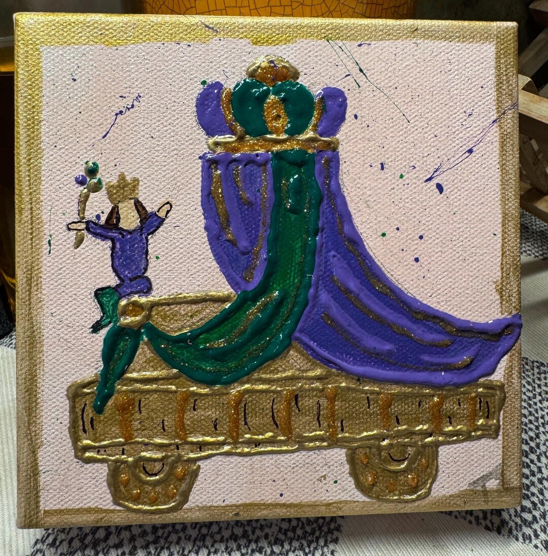Hand Painted Mardi Gras Float on Canvas 6x6 - Etsy