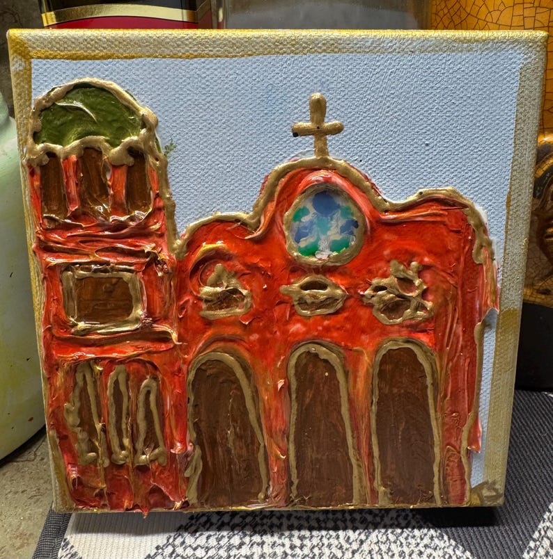 Sculpted Hand Painted Church on Canvas 6x6 - Etsy