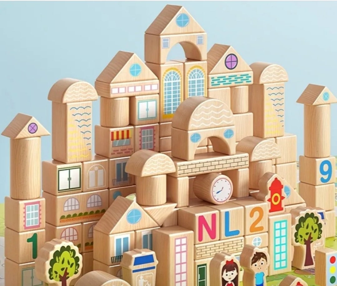 Wooden Building Blocks 128 Pcs, for Boys and Girls - Etsy