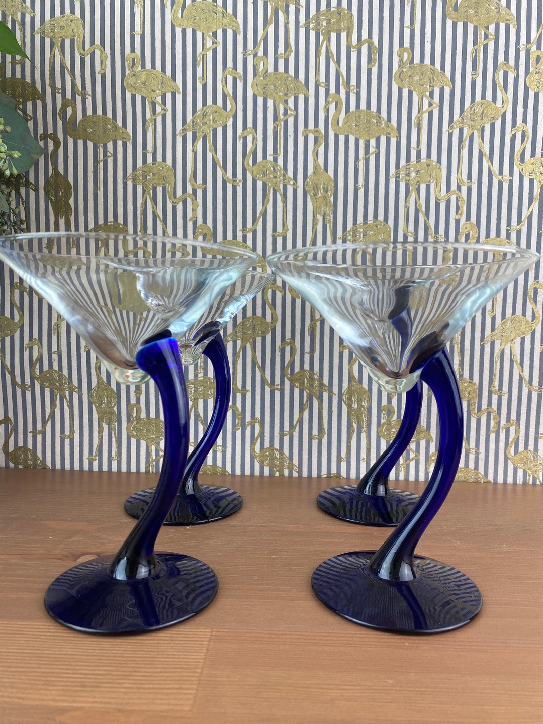 Set 4 Libbey Bravura Cobalt Blue Swerve Martini Cocktail Glasses - Etsy