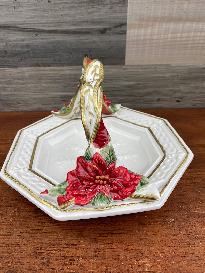 Fitz and Floyd Poinsettia Basket Dish, Fitz and Floyd Christmas ...
