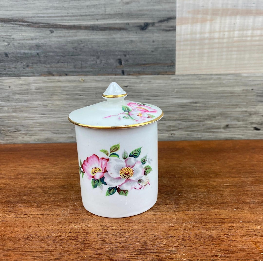 Vintage James Kent Old Foley Bone China Jar With a Floral Cabbage Rose ...