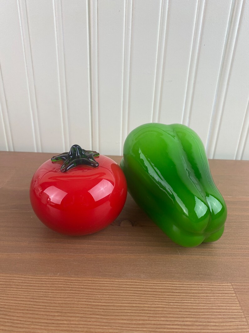 Vintage Murano Style Vegetable Art Glass, Glass Tomato and Glass Bell ...