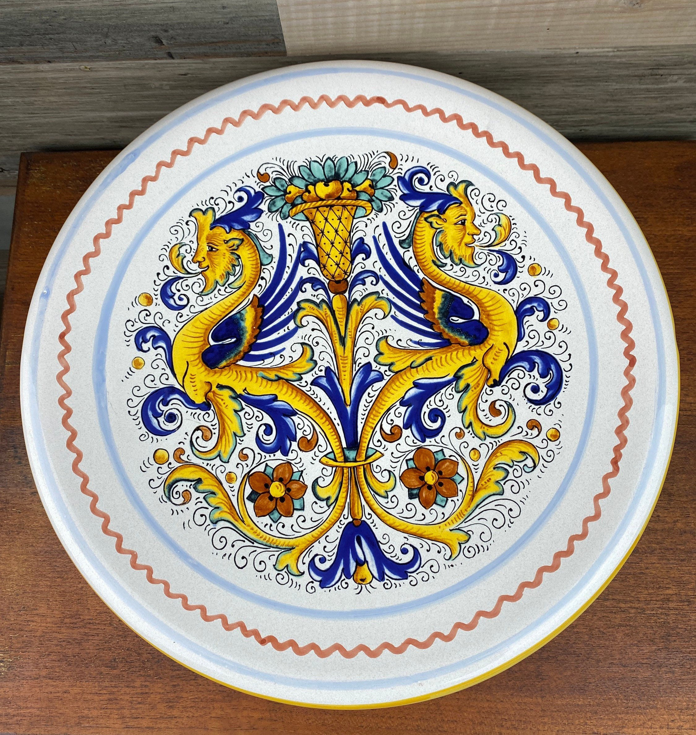 RAFFAELLESCO Ricco Deruta Hand Painted Cake Pedestal, Appetizers ...