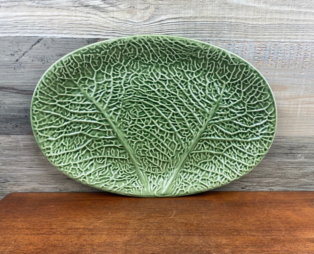Majolica Cabbage Platter, Ikea Smakbit Serving Tray, Green Leaf Pattern ...