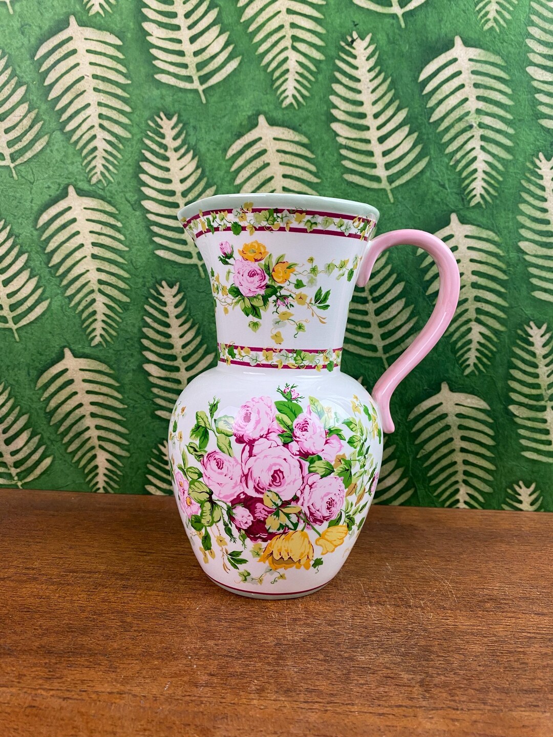 Vintage Laura Ashley Home FTD Floral Roses Pitcher Vase - Etsy