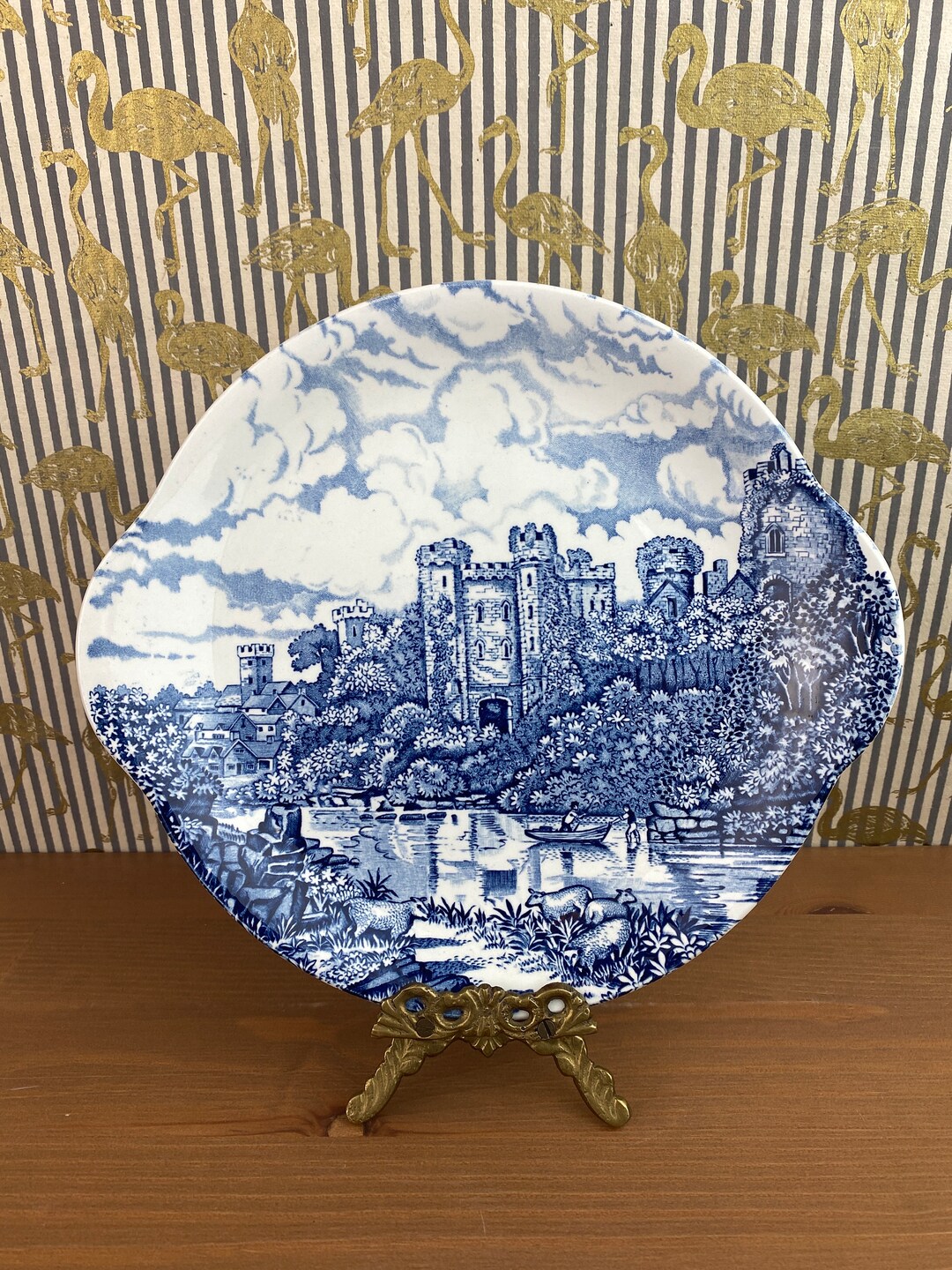 Vintage Barratts Staffordshire Cake Plate: English Castles Blue - Etsy