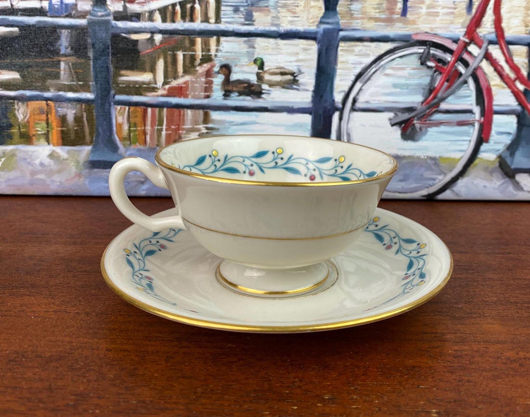 Vintage Lenox Arcadia Bone China Cup & Saucer - Etsy