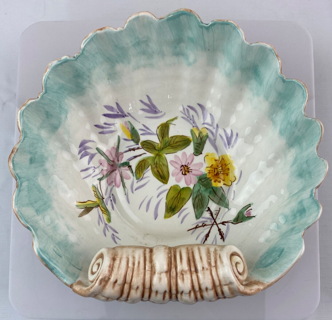 Scallop Clam Shell Shaped Handpainted Floral Bowl | Clam Shell Bowl ...