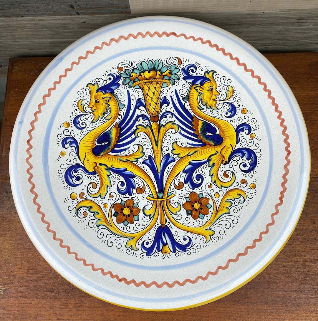 RAFFAELLESCO Ricco Deruta Hand Painted Cake Pedestal, Appetizers ...