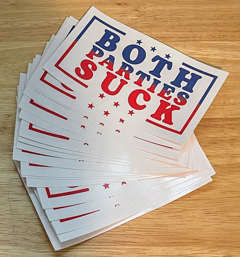 BOTH PARTIES SUCK 5x3 Bumper Sticker Decal 2 for 1 Political ...
