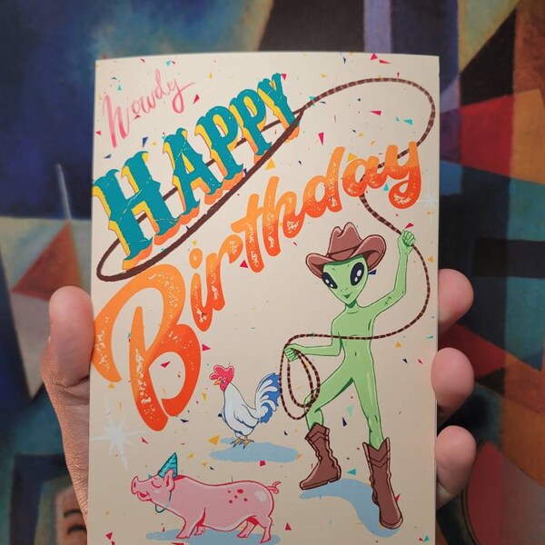 Alien Birthday Card - Etsy