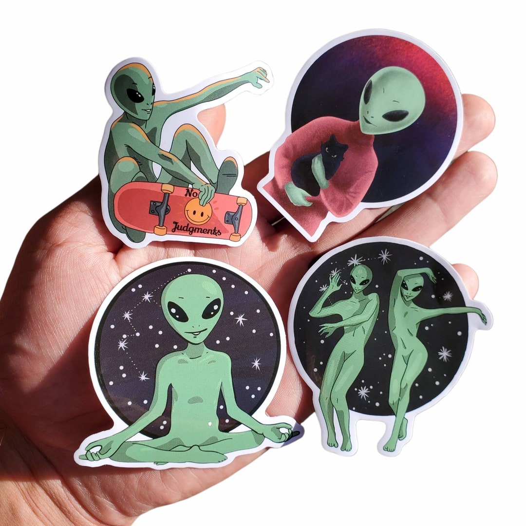 ALIEN STICKER COLLECTION 4 Pack of Alien Stickers Waterproof - Etsy