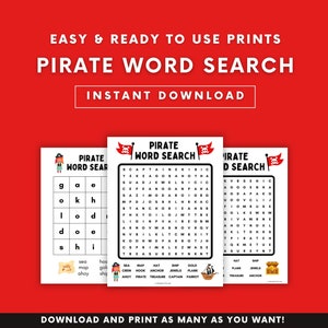 Pirate Word Search, Instant Download, Word Search Printable, Kids ...