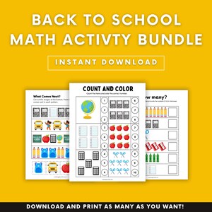 Back to School Math Activity Bundle for Kids, Printable Preschool ...