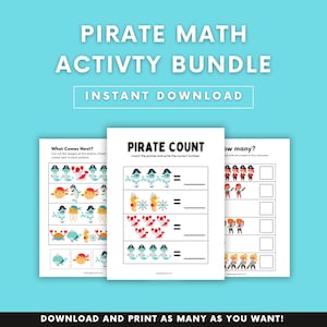 Pirate Math Activity Bundle for Kids, Printable Preschool Worksheets ...