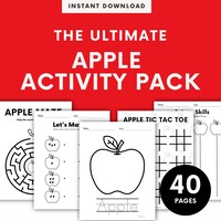 Apple Activity Bundle for Kids, Printable Learning Activity, Apple ...