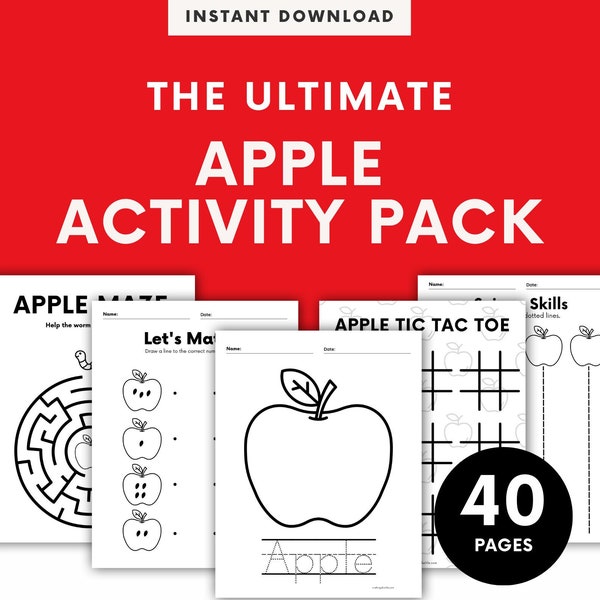 Apple Activity Bundle for Kids, Printable Learning Activity, Apple ...