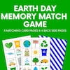 Earth Day Memory Match Game for Kids, Printable Earth Day Games, Earth ...