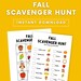 Fall Scavenger Hunt for Kids: Printable Autumn Activity (PDF) - Etsy