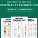 Christmas Scavenger Hunt for Kids, Holiday Games, Preschool, Scavenger ...