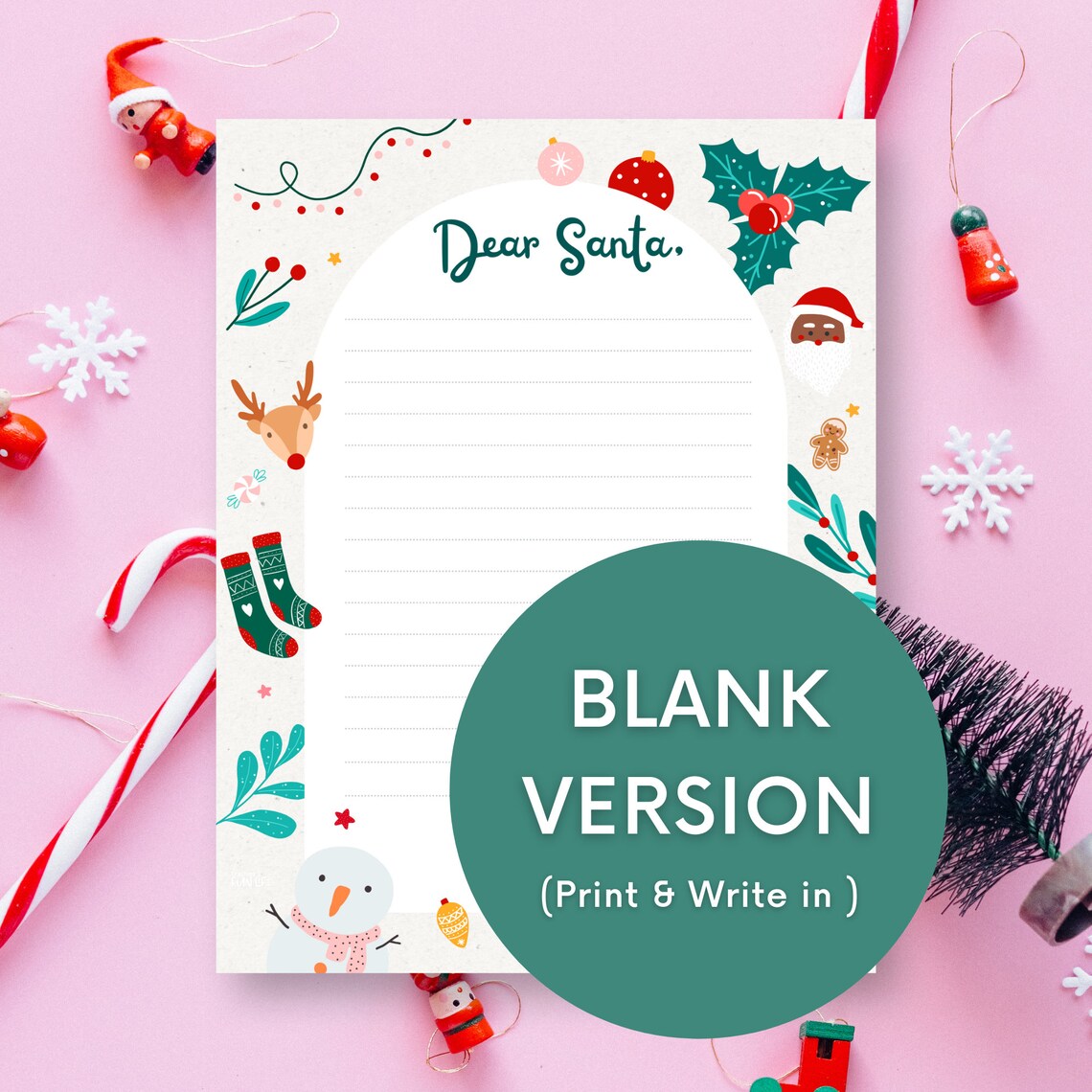 Dear Santa Letter for Kids, Letter to Santa Printable, North Pole ...