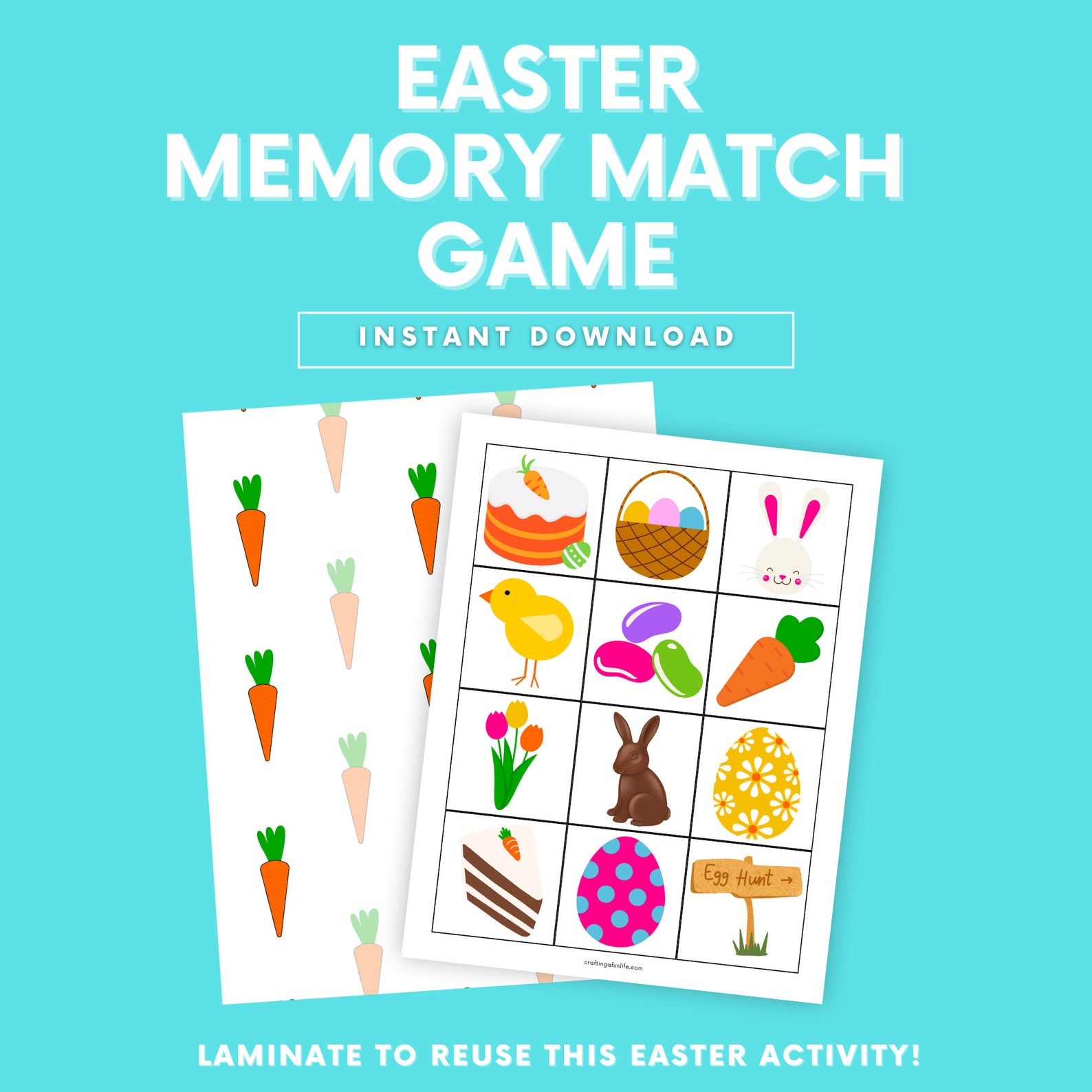 Easter Memory Match Game for Kids, Printable Easter Games, Classroom ...