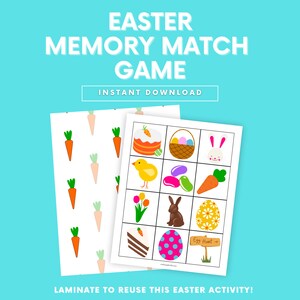 Easter Memory Match Game for Kids, Printable Easter Games, Classroom ...