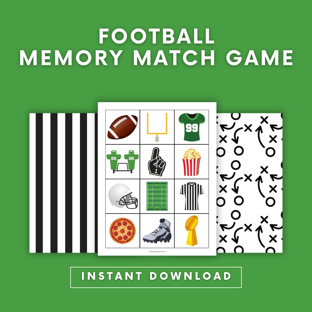 Football Memory Match Game: Football Activity for Kids (digital ...