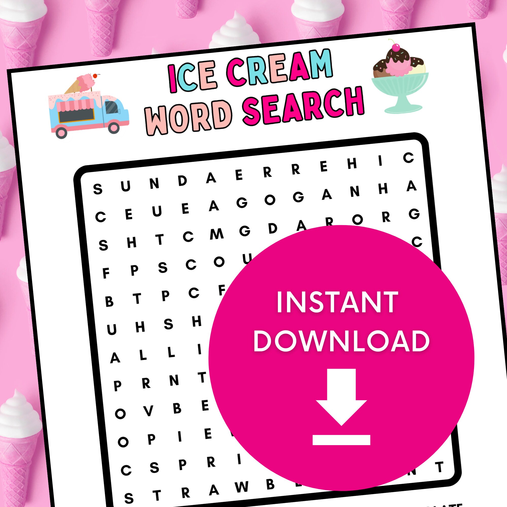 Ice Cream Activity Bundle for Kids, Printable Summer Activities, Ice ...