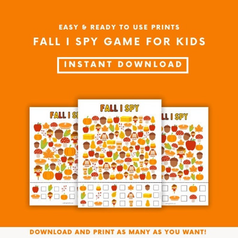 Fall I Spy Game for Kids, Autumn Seek and Find, Fall Printable Games ...
