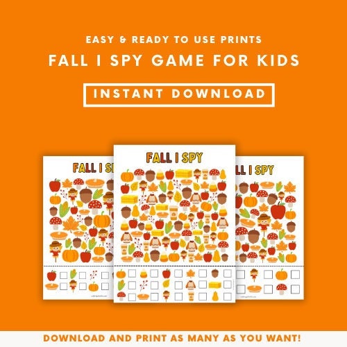 Fall I Spy Game for Kids, Autumn Seek and Find, Fall Printable Games ...