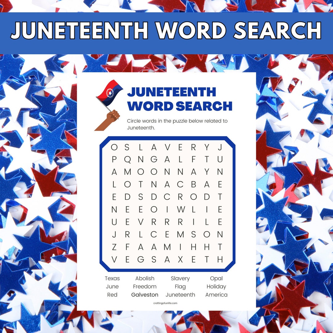 Juneteenth Word Search, Juneteenth Activities, Kids Juneteenth Games ...
