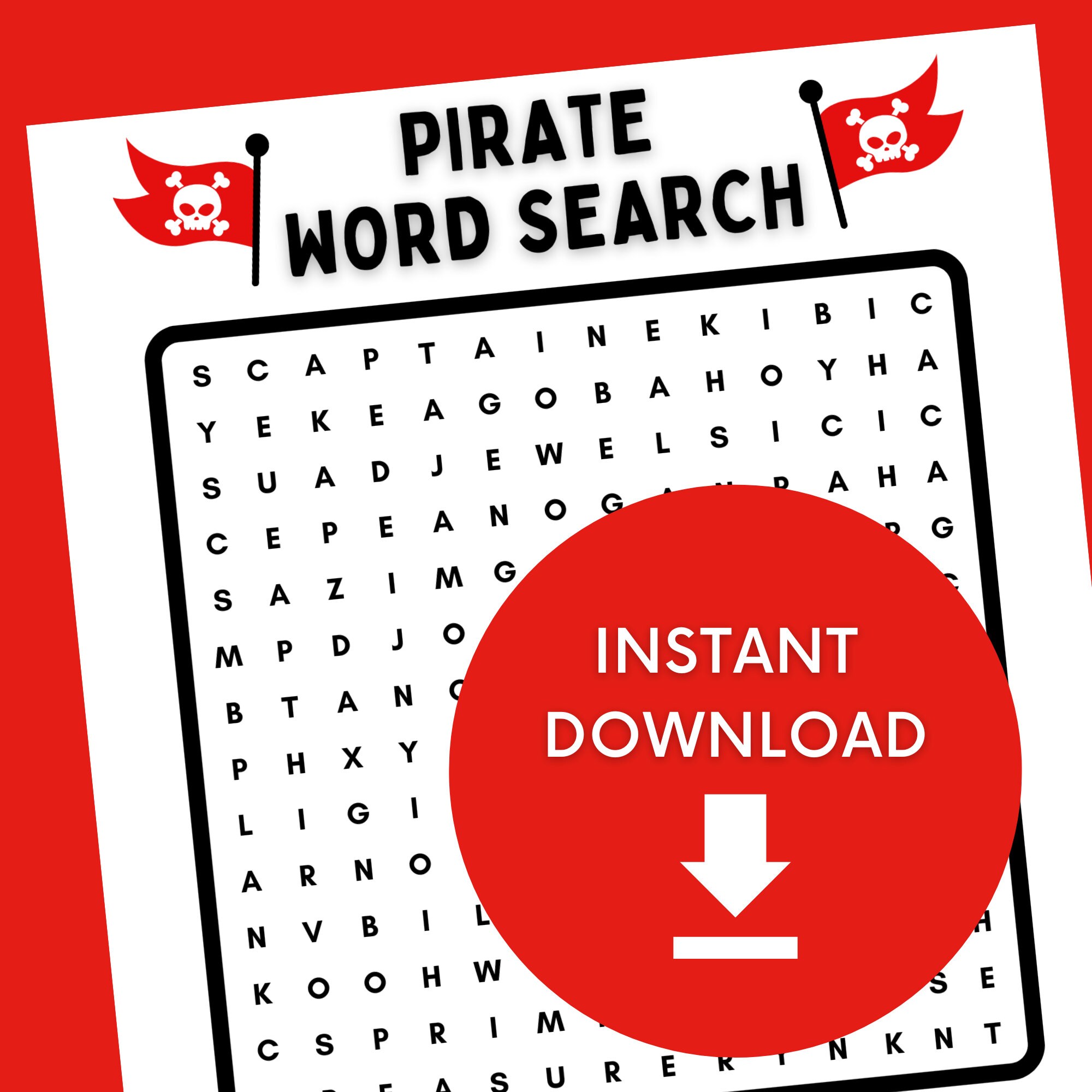 Pirate Word Search, Instant Download, Word Search Printable, Kids ...