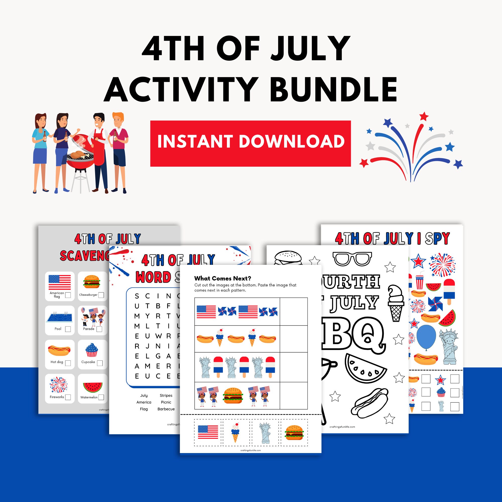 4th of July Activity Bundle for Kids, 4th of July Games, Independence ...