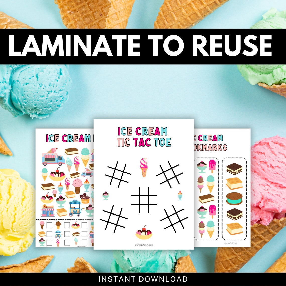 Ice Cream Activity Bundle for Kids, Printable Summer Activities, Ice ...