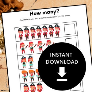 Pirate Math Activity Bundle for Kids, Printable Preschool Worksheets ...