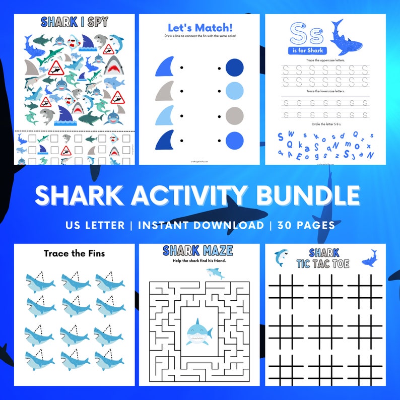 Shark Activity Bundle for Kids, Summer Activities for Kids, Printable ...