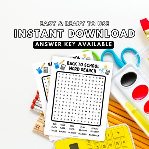 Back to School Word Search, Word Search Printable, Kids Activity Sheets ...