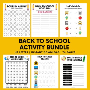 Back to School Activity Bundle: 76 Pages of Printable Games (digital ...