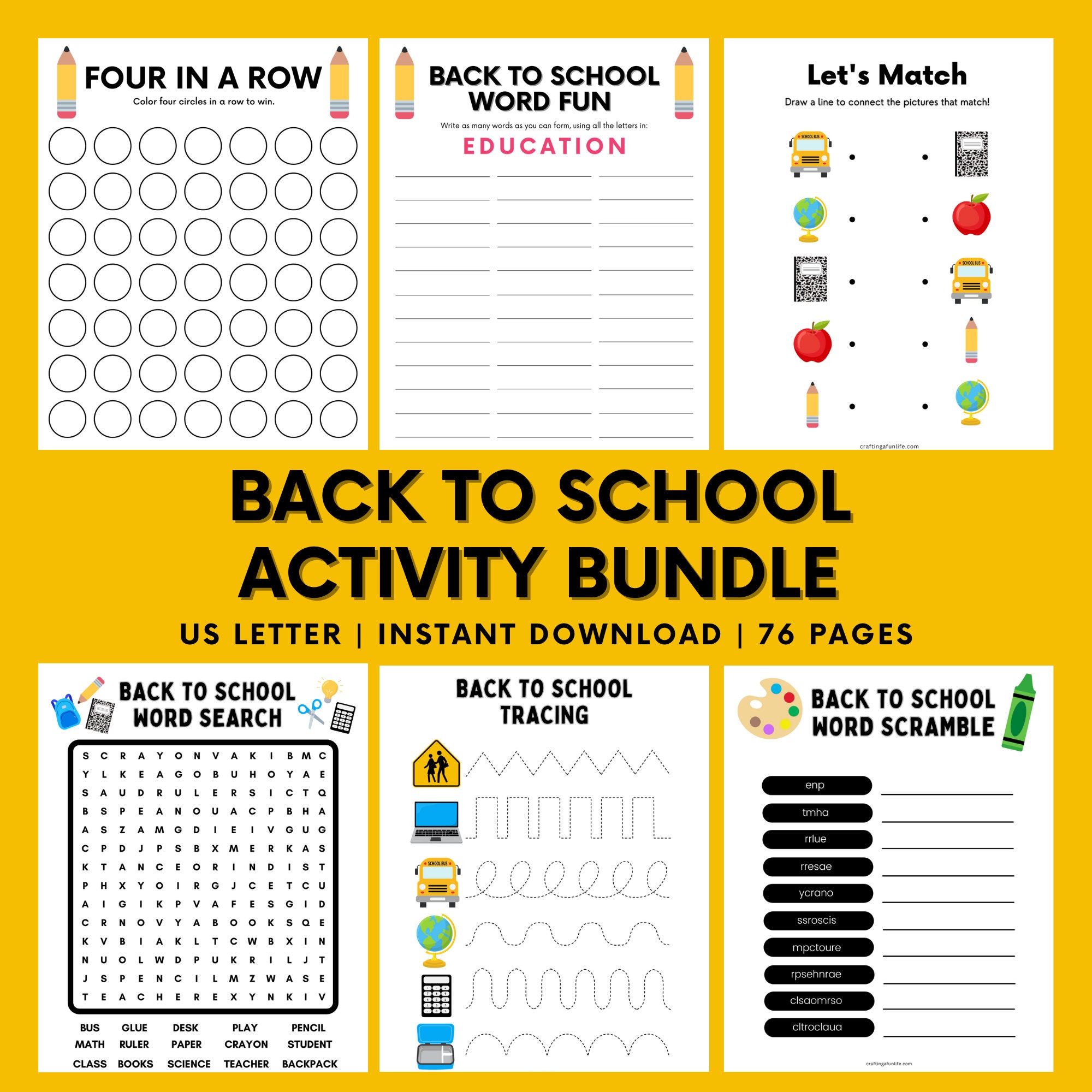 Back to School Activity Bundle for Kids, Back to School Activities ...